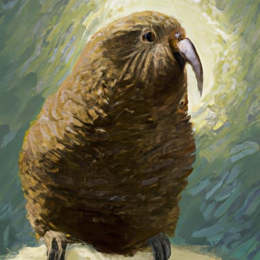 Kakapo in the disco, oil painting, morning light, short beak - AI ...