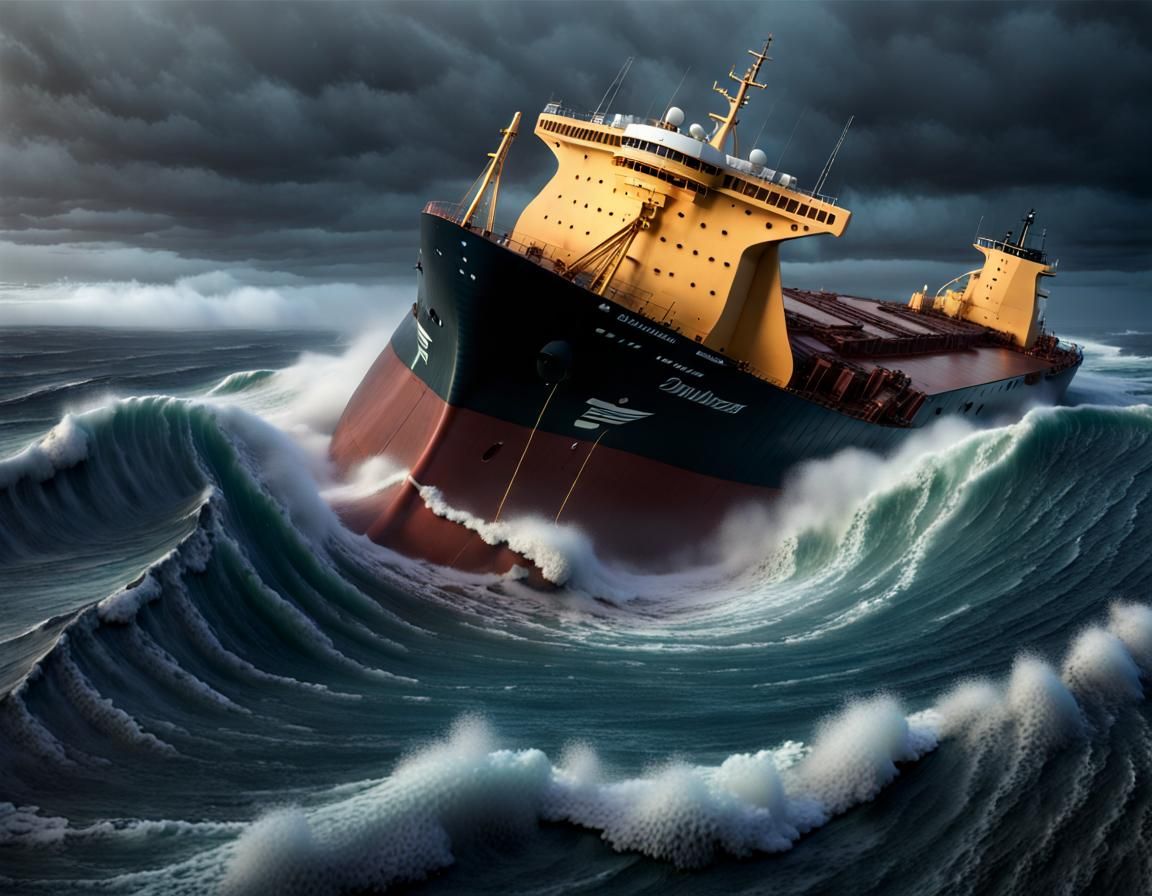 Shot from high above the iron Ore freighter Edmund Fitzgerald's Hull ...