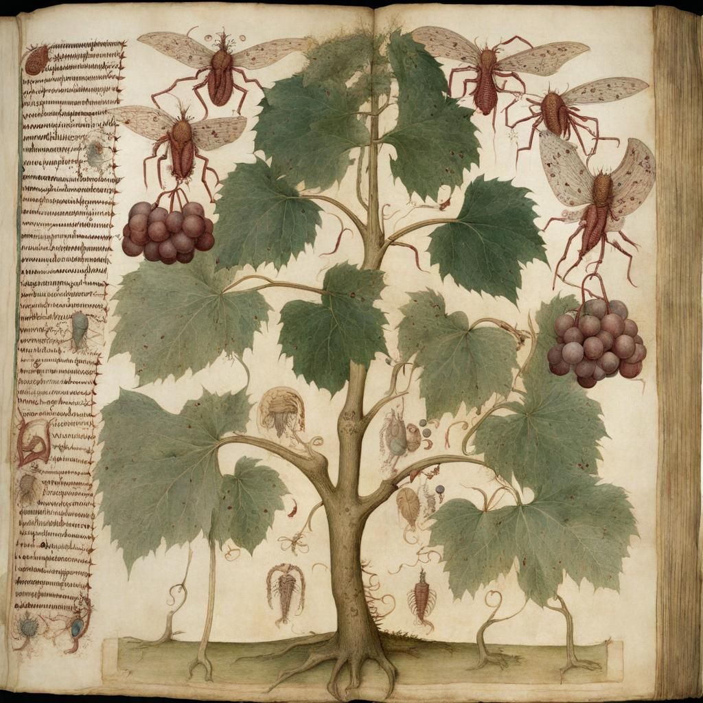 codex gigas voynich entry on grape cultivars - AI Generated Artwork ...