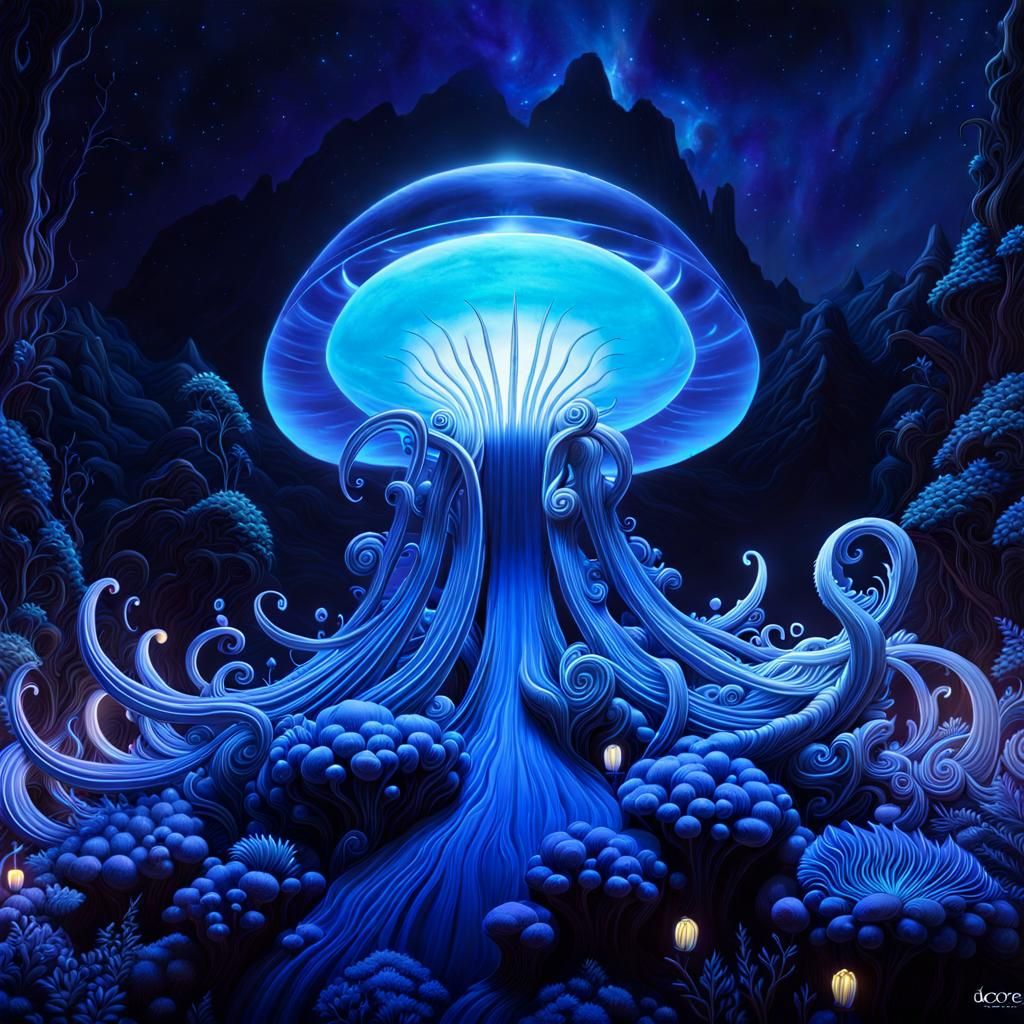 A bioluminescent scene IV - AI Generated Artwork - NightCafe Creator