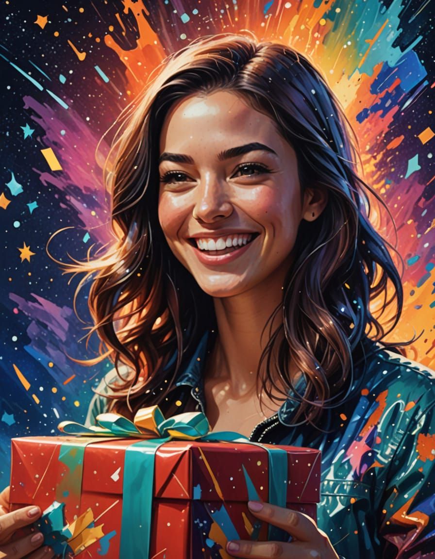 Cosmic Gift Unveiled in Vibrant Hyperrealism - AI Art