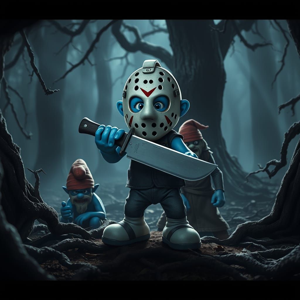 "Friday the Smurfteenth" - Smurf Horror Icon Smashes Through...