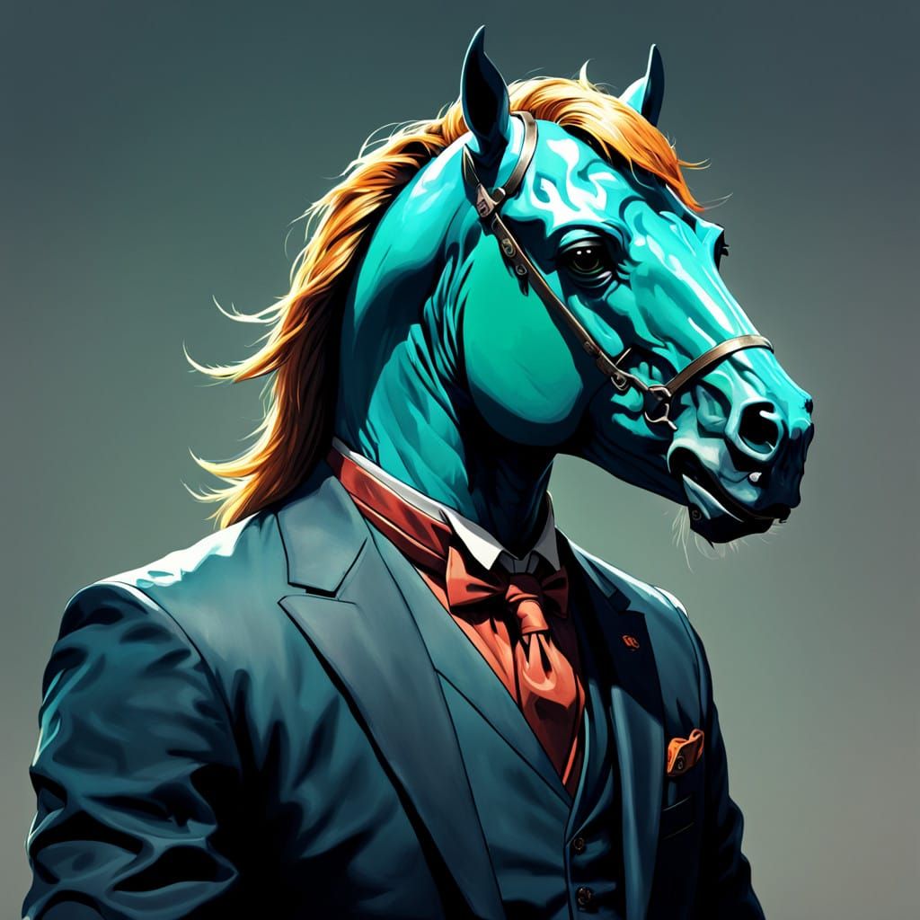 A Colorful Fantasy Ruler Without a Steed - AI Art