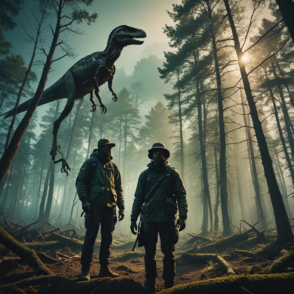 Hiking in the woods and suddenly appears a flying Raptor - AI Generated ...