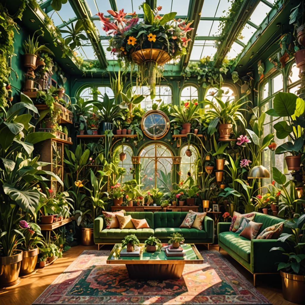 Living room, futuristic green architecture, solarpunk (1) - AI ...