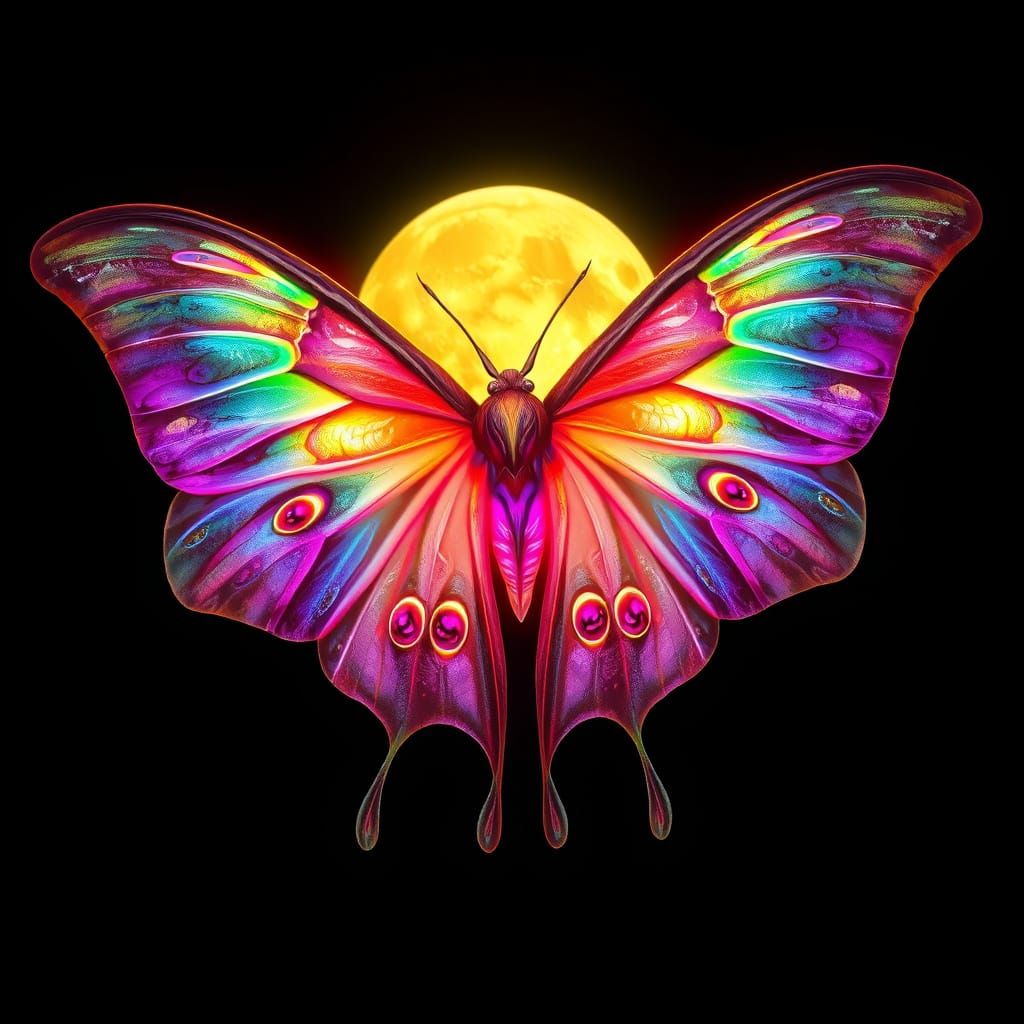 Dreamlike Luna Moth in Enchanted Fantasy Realm - AI Art