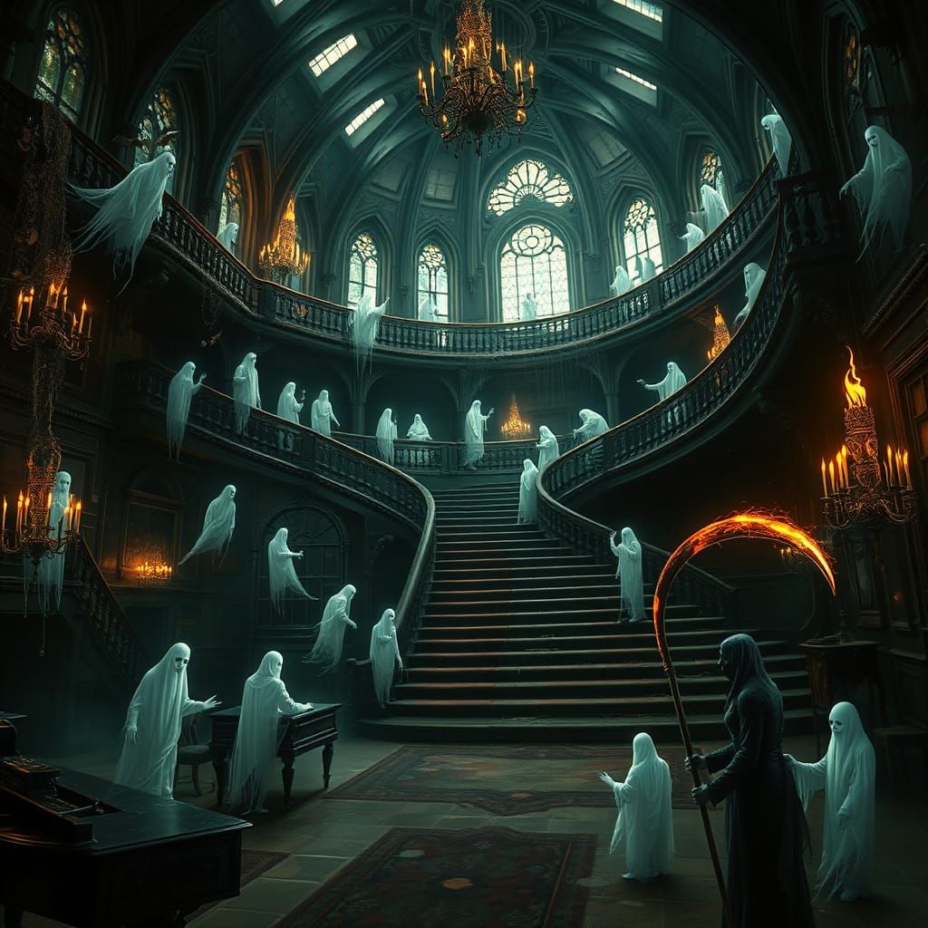 A extremely gigantic, very large photo of ghosts in a beautiful ...