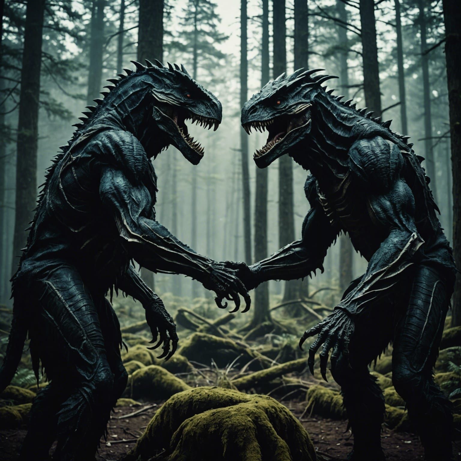 Dark fantasy with big mounth two hand monsters - AI Generated Artwork ...