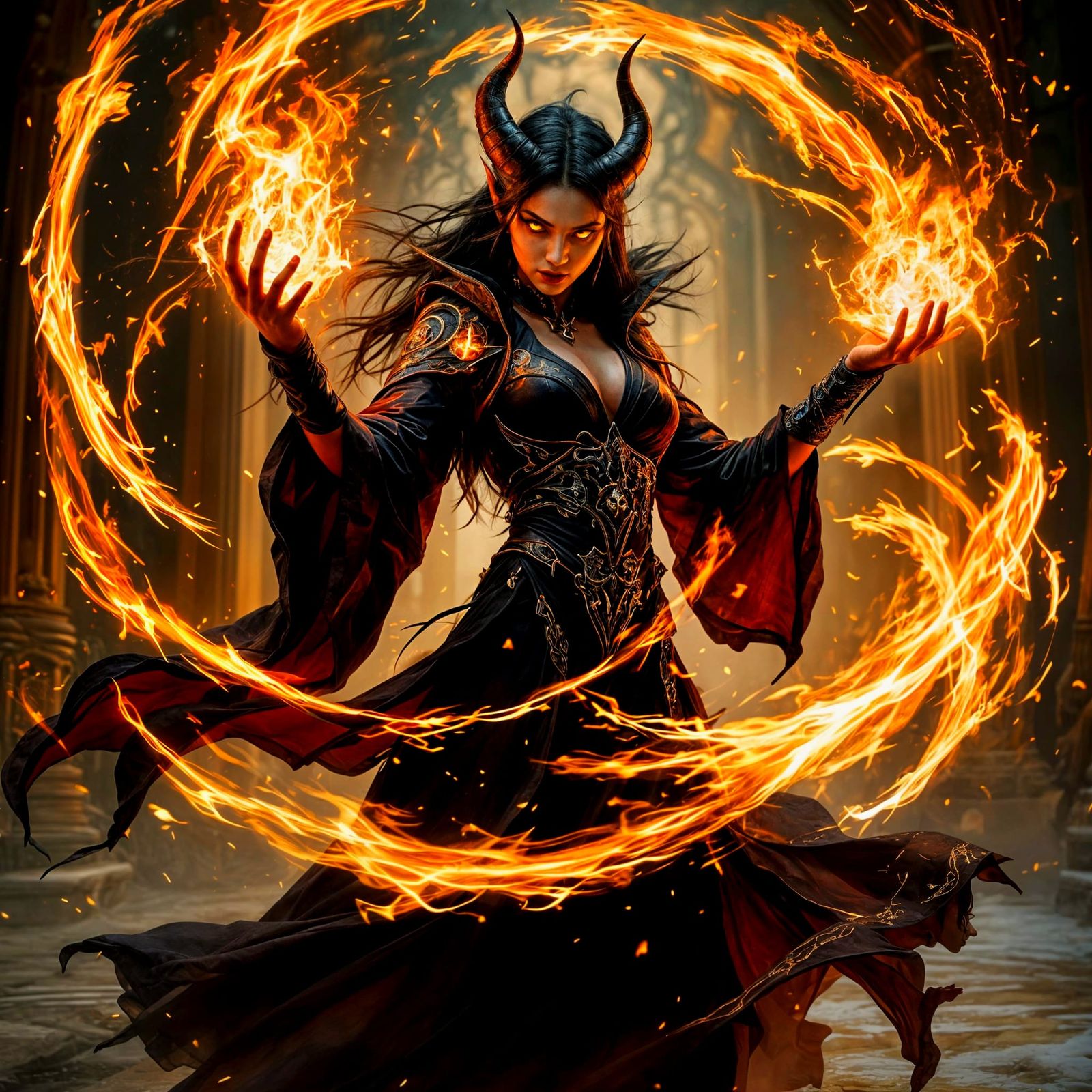 Tiefling Spectress Warms Up - Fiery Tiefling Mage Unleashes ...
