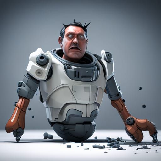 dissection of one simple angry screaming ceramic toy Figure mechabot ...