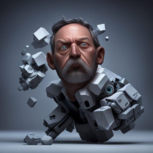 dissection of one simple angry screaming ceramic toy Figure mechabot ...