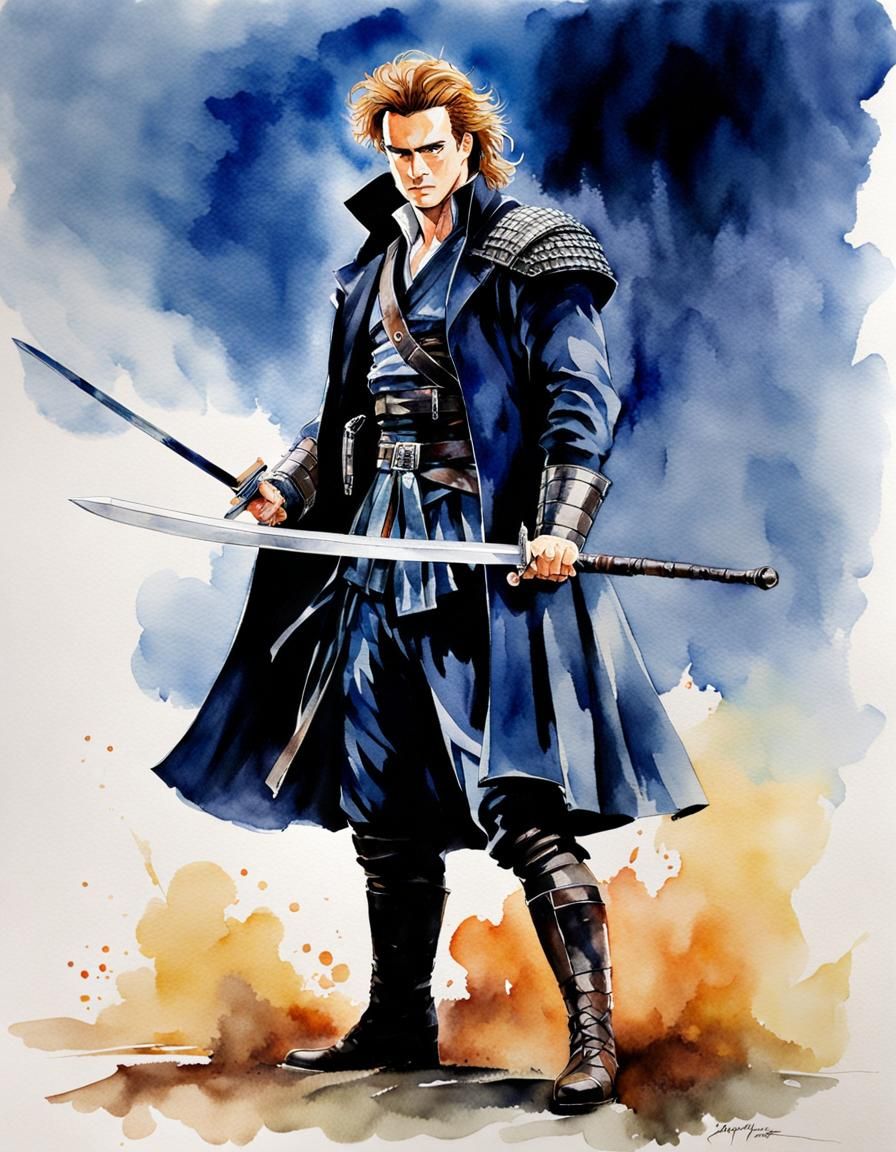 Full body Watercolor art of Connor MacLeod from Highlander! - AI ...