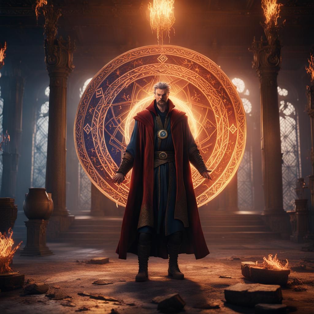 Full image of a rune wizard performing one of Doctor Strange's runes ...