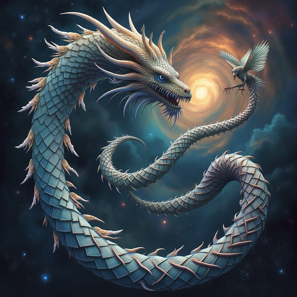 Surreal, Cosmic Dragon Hydra Blends Universe Creat... - AI Art