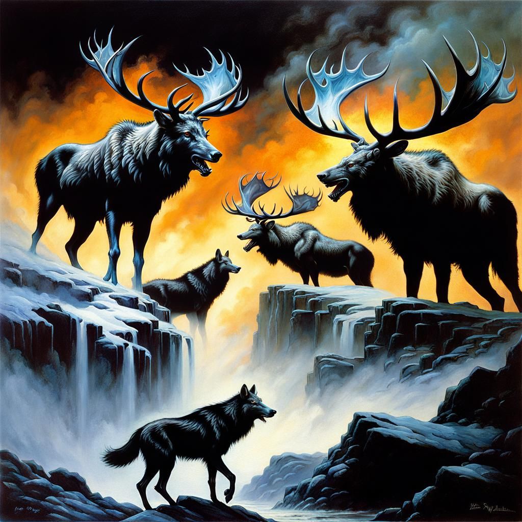 Wolves and Wolf-Moose - AI Generated Artwork - NightCafe Creator