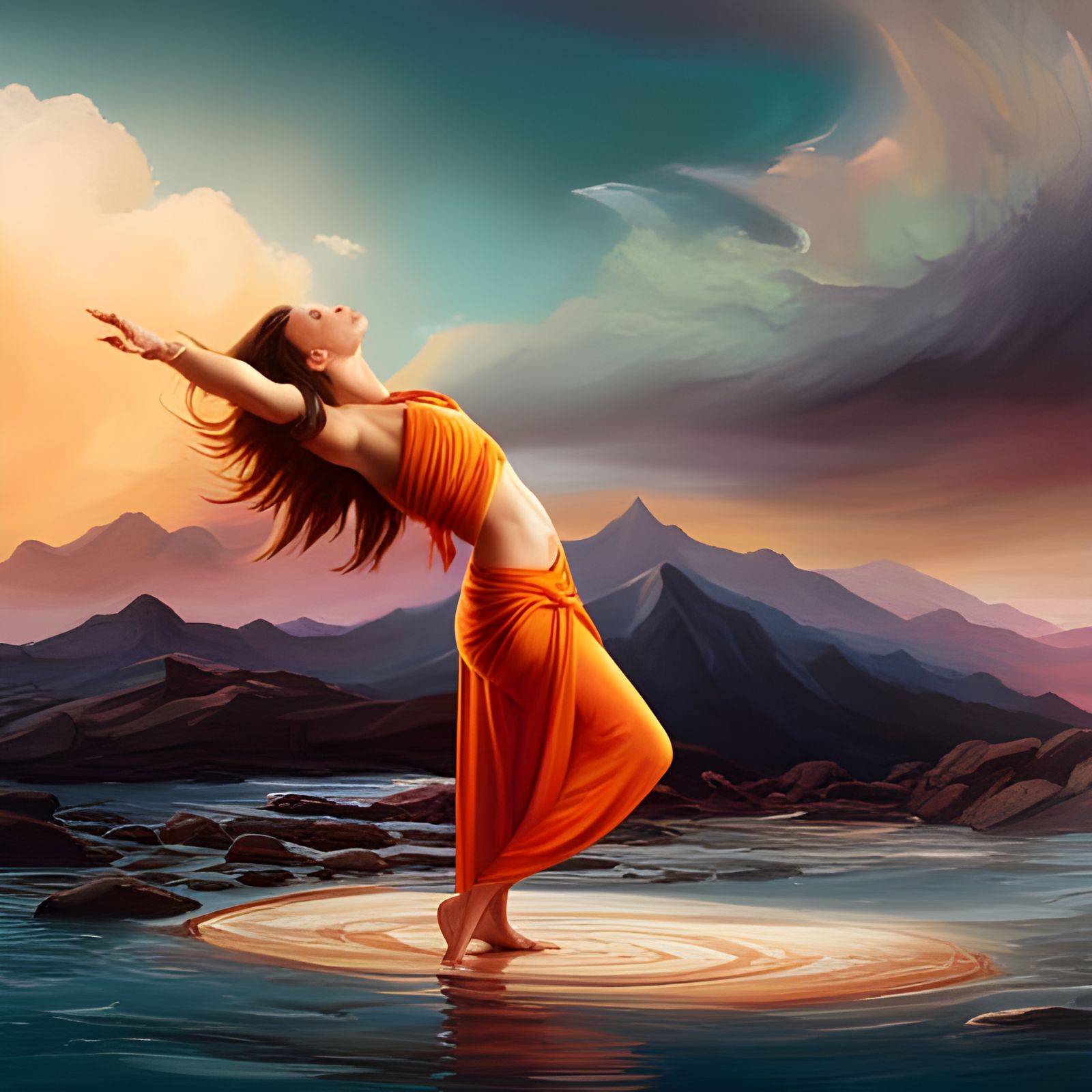 Standing backbend yoga pose - AI Generated Artwork - NightCafe Creator