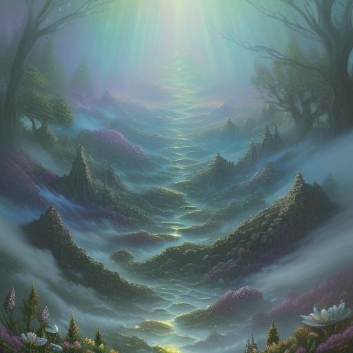 Whimsical Footprints in an Ethereal Forest - AI Art
