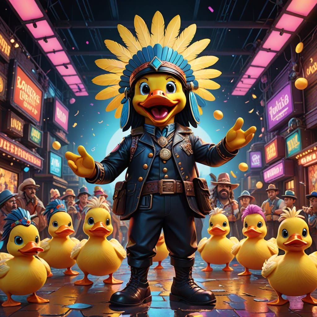 Rubber Ducks Shine in Vibrant Village People-Inspi... - AI Art