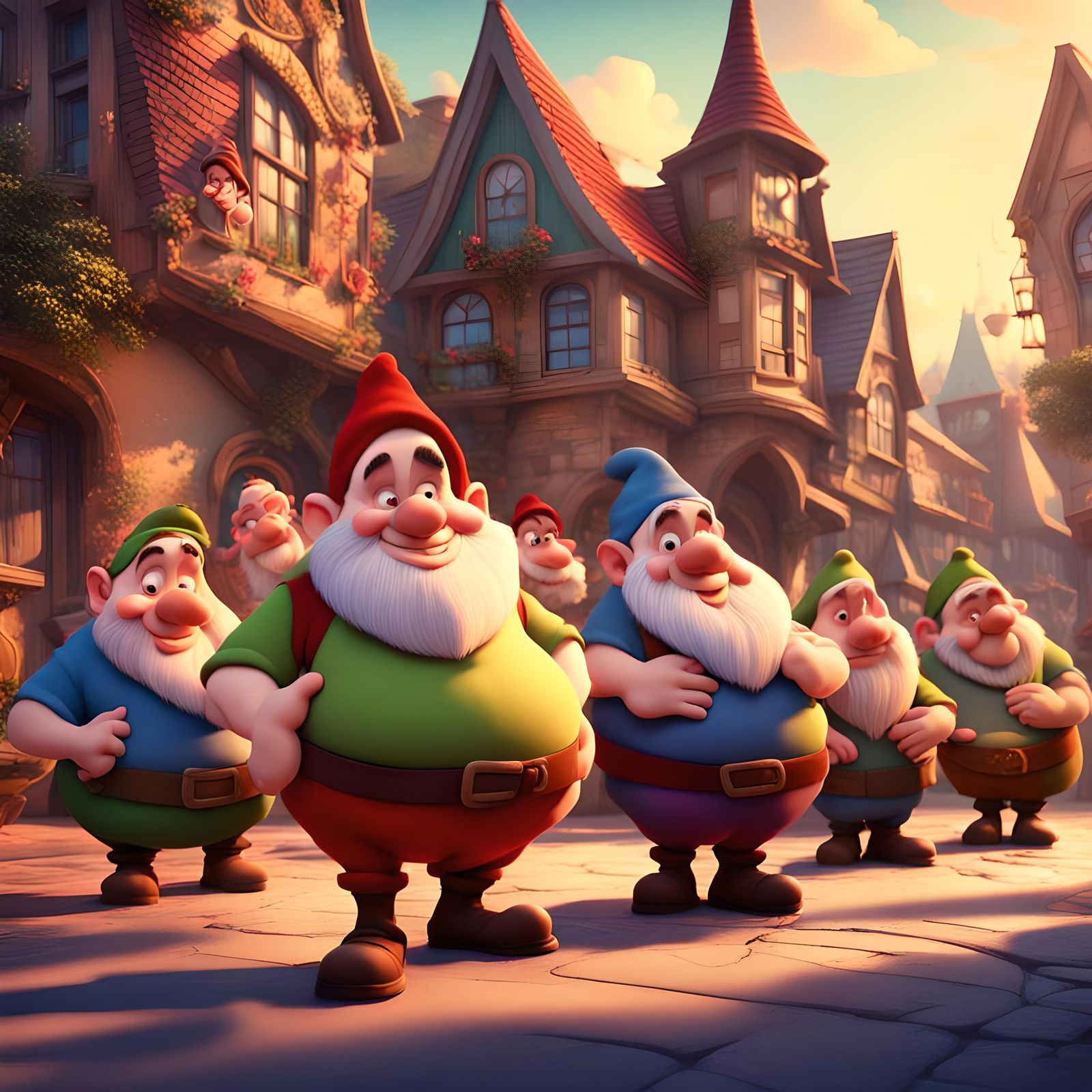 The Seven Dwarfs, On The Boulevard Of Broken Hearts. - AI Generated ...