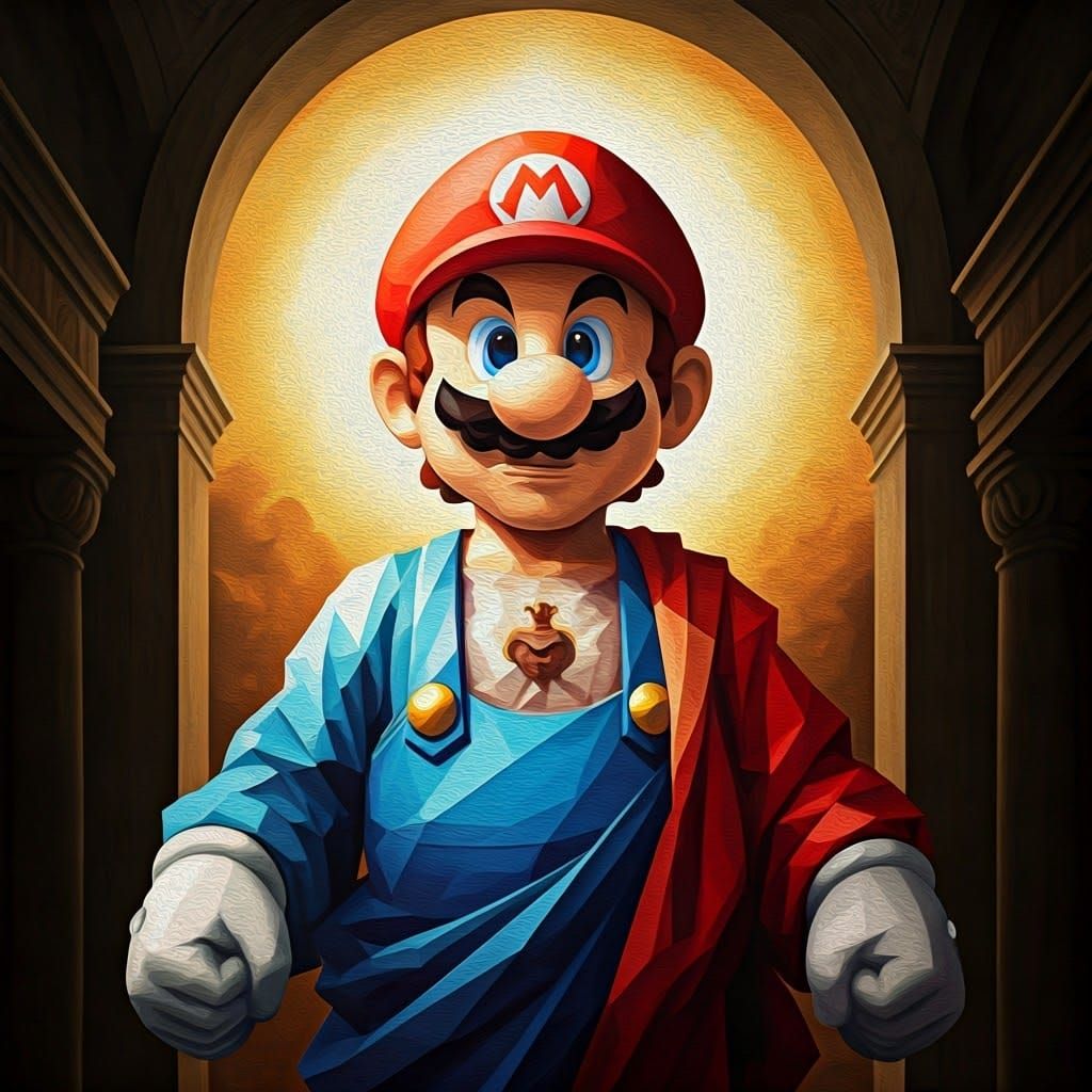 Video Games Jesus - Geometric Jesus, Mario's Cubist Renaissa...