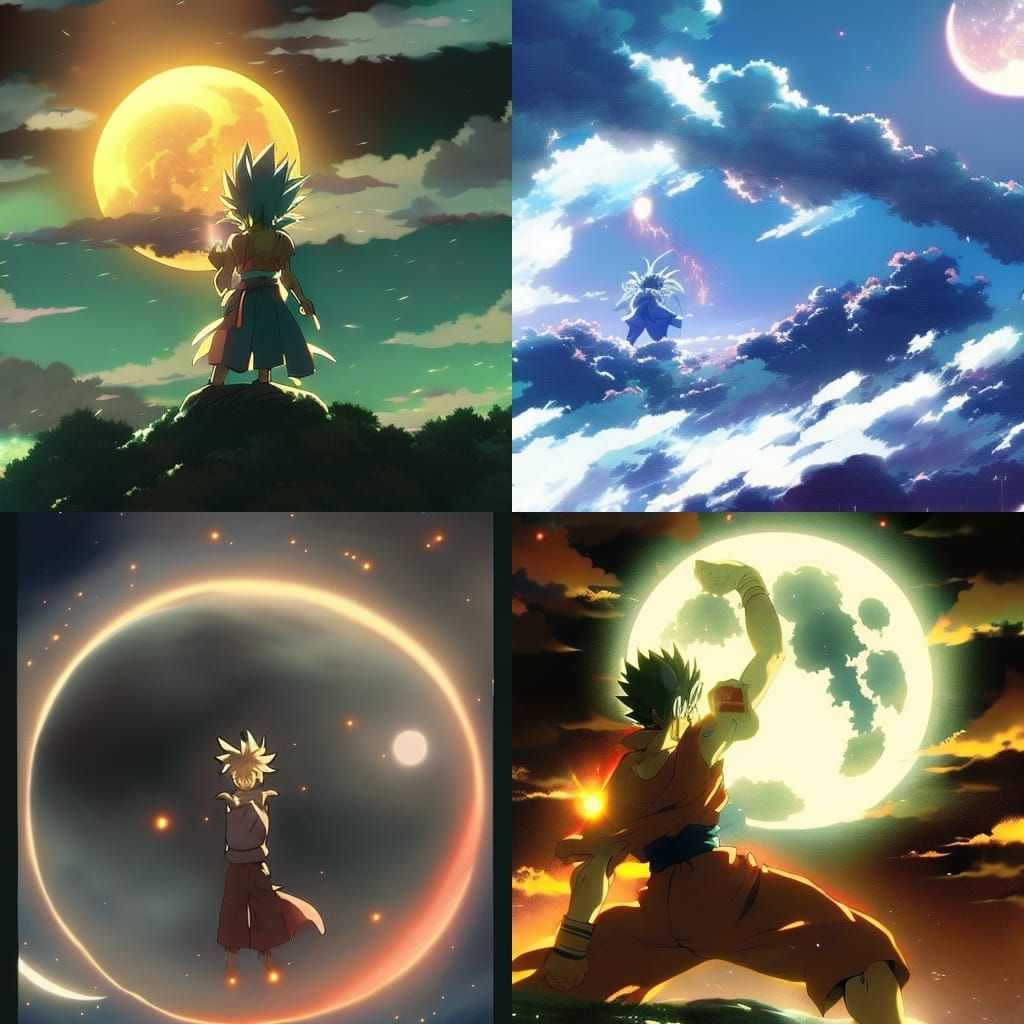 A Saiyan with its fist covered by the moon, causing it to emanate with ...