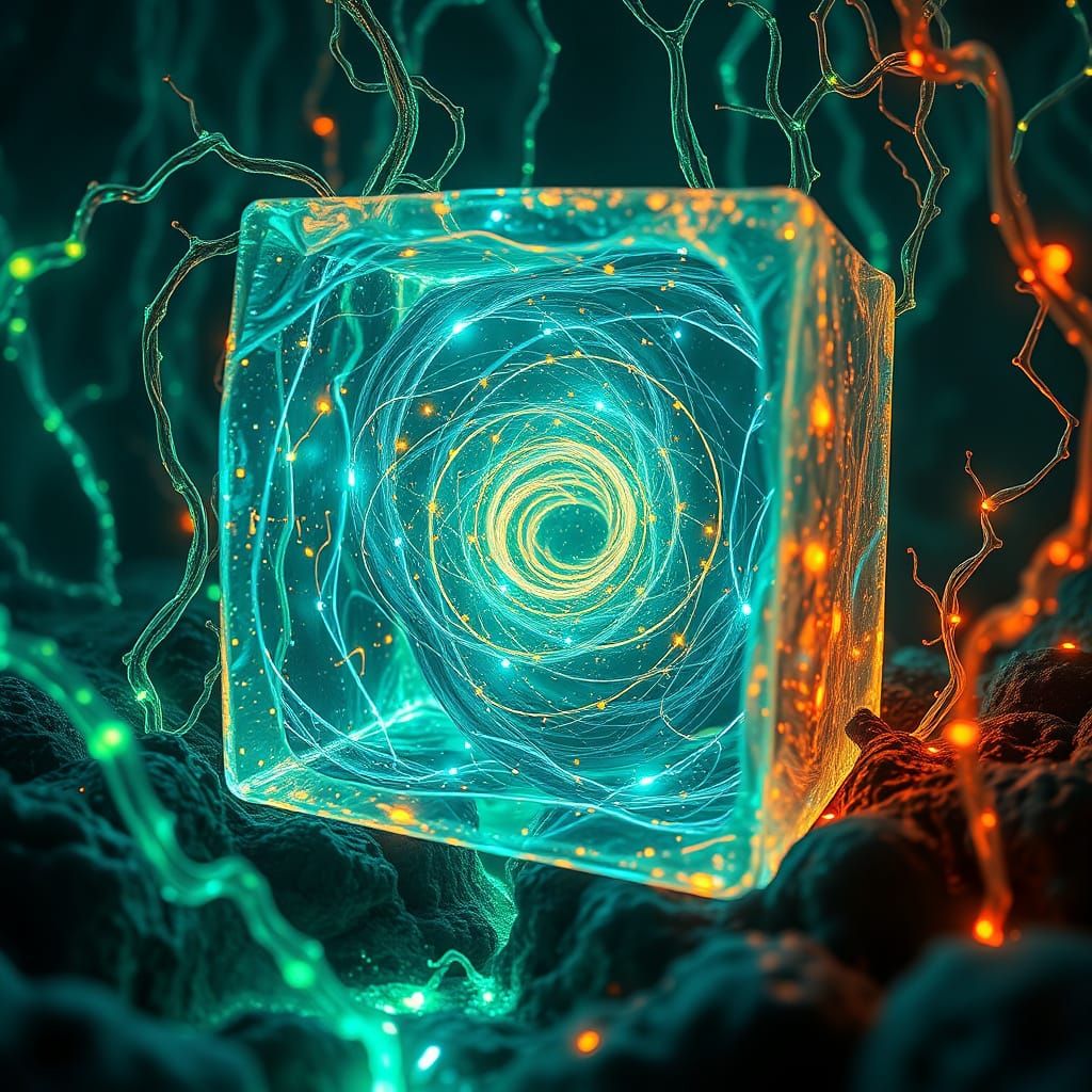 Vortex filaments - Cosmic Ferrofluid Landscape in Vibrant Or...