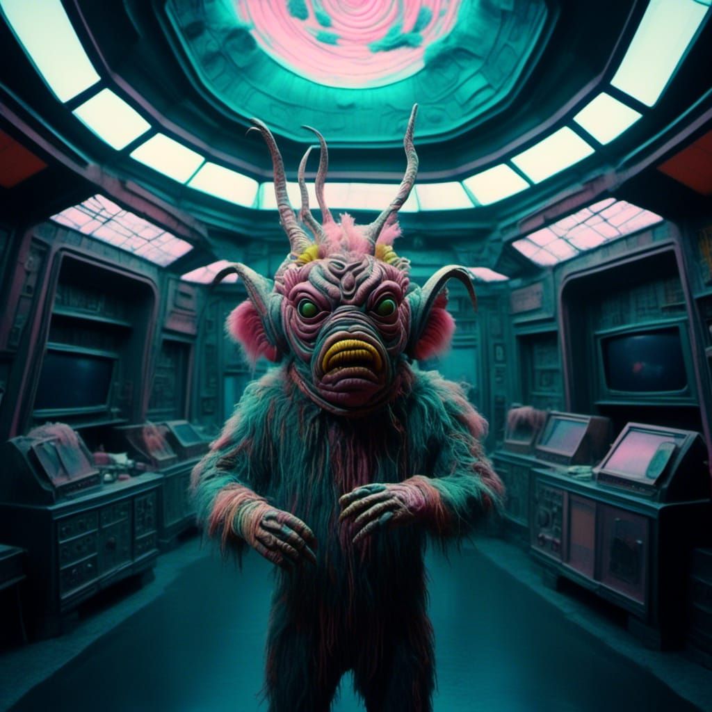 Scene from a scifi movie called "Candy Space". Hyperrealistic, splash ...