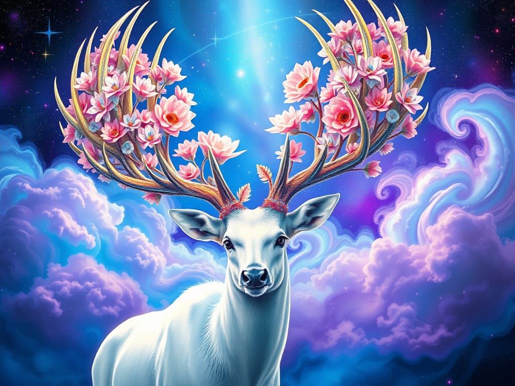 The white stag, guardian of the grove