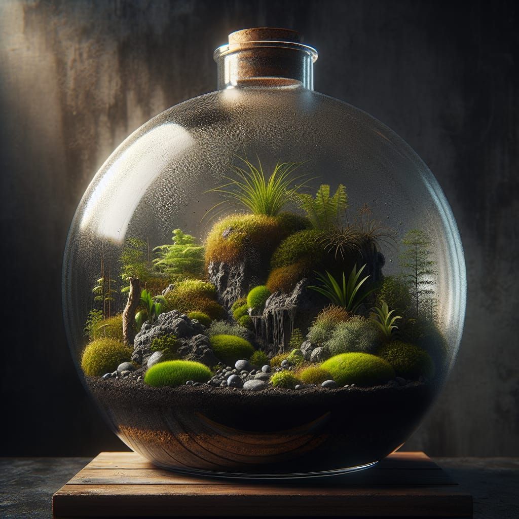 Terrarium, a world in a bottle - Glass Encased Paradise, H...