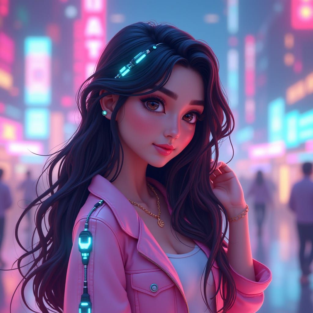 Neon Dreamscape Unveils Charming AI Influencer Sne... - AI Art