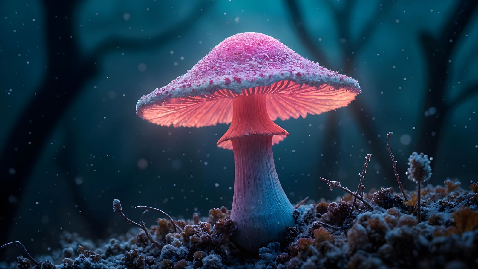 Magic Mushroom - Vibrant Magic Mushroom in Neon Colors
