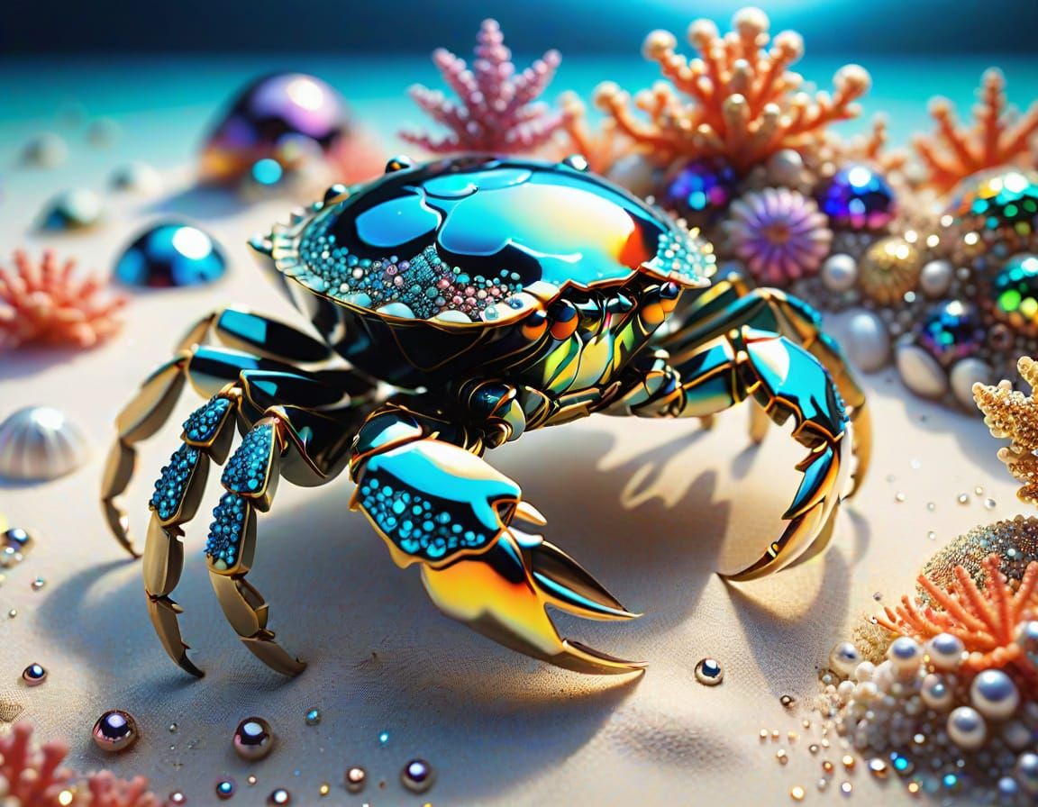 Sequins on a crab - Fractal Crab on Iridescent Shores