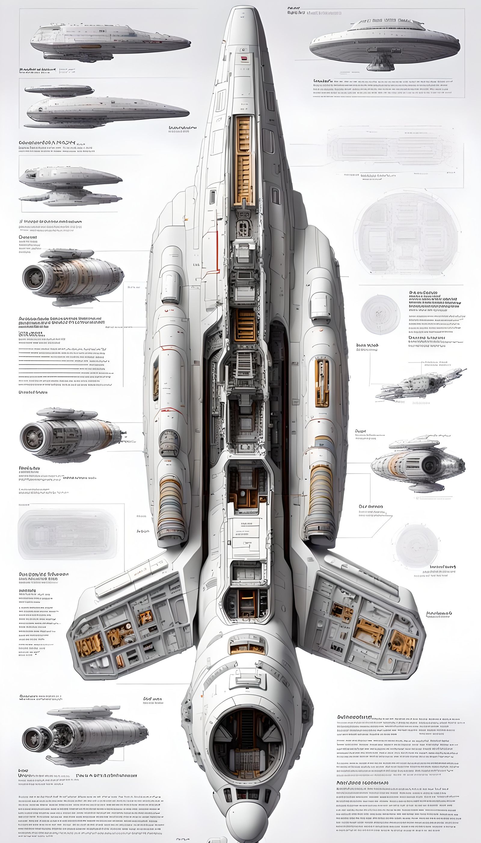 Jetson Engineering freighter ship proposal, cutaway views... - AI ...