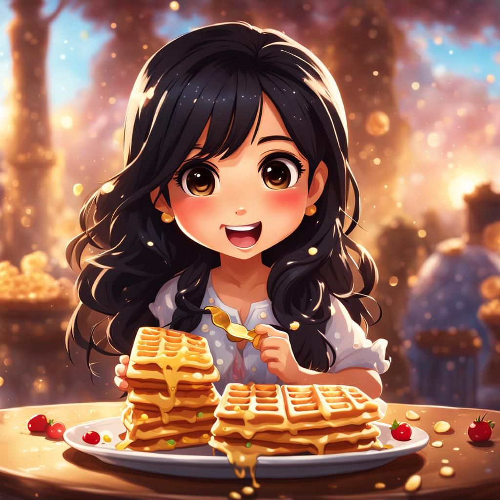 Eating waffles - AI Generated Artwork - NightCafe Creator