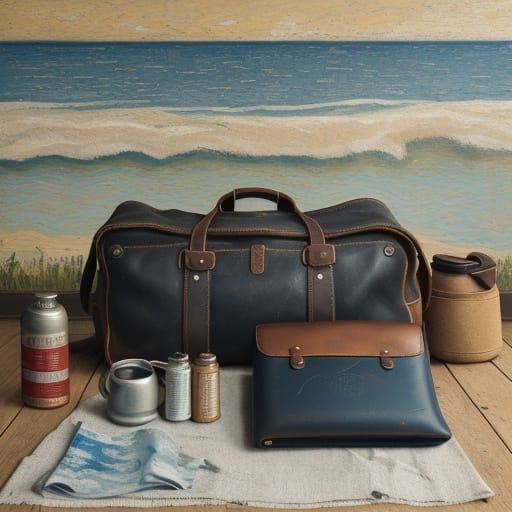 Vintage-Inspired Weekend Bag in Warm Golden Light - AI Art