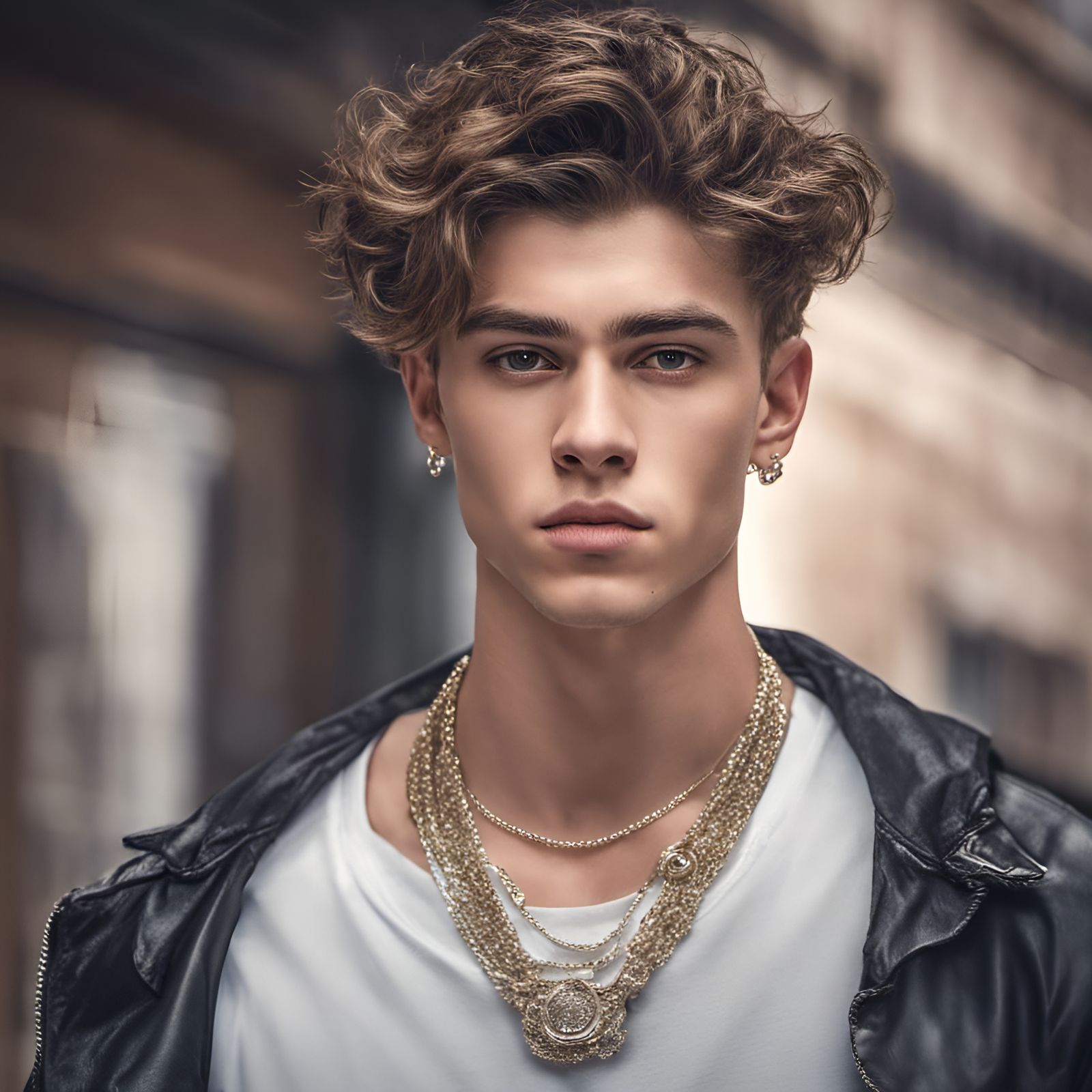 Handsome 20 year old boy, rapper, athletic, cool, brown wavy hair ...