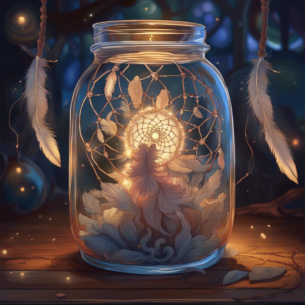 Dream catcher in a clear jar - AI Generated Artwork - NightCafe Creator