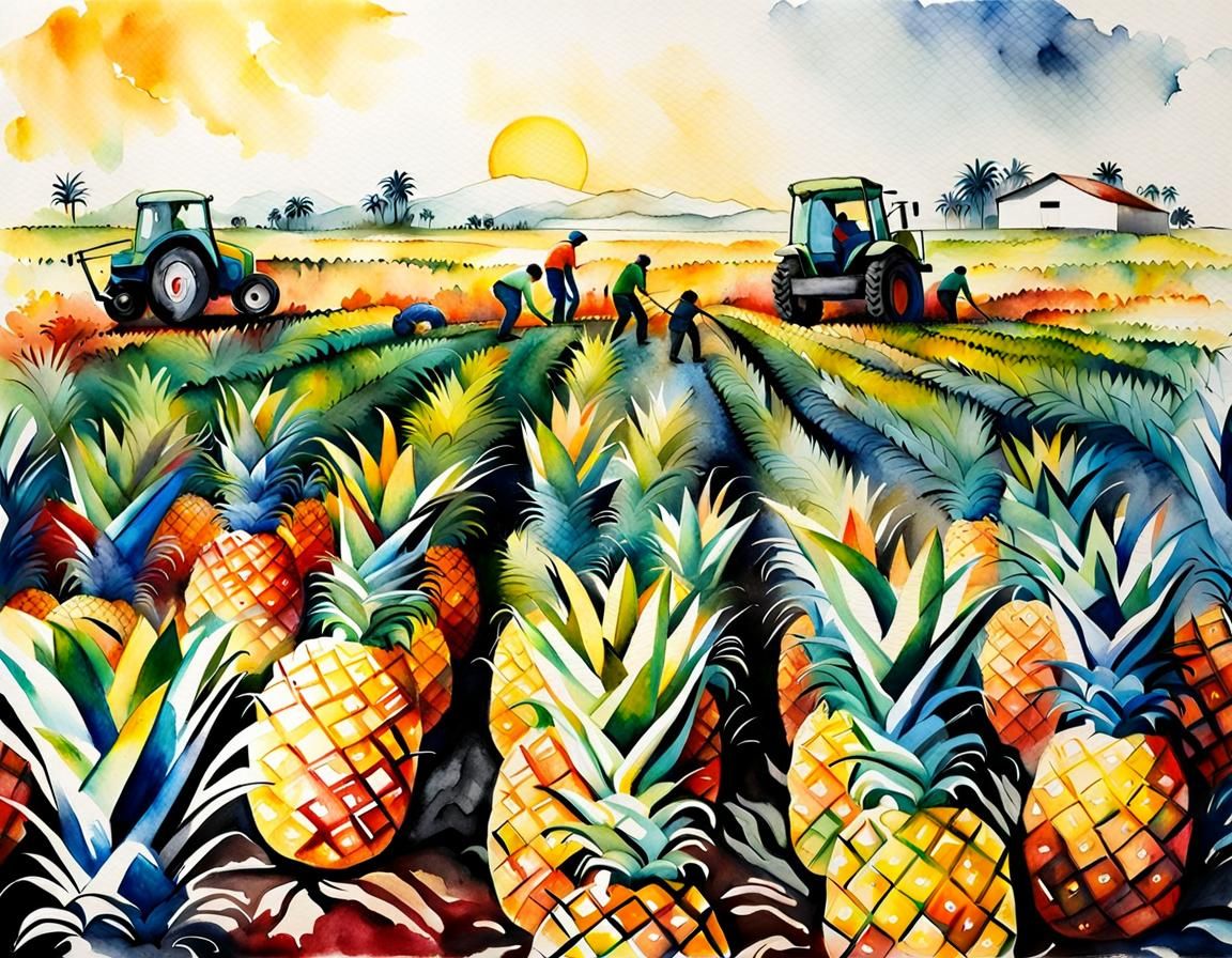 Hard Work Cycle #26 - Pineapple farmers - AI Generated Artwork ...