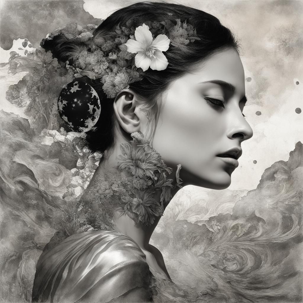 a beautiful young Woman’s face crying an ocean.. - AI Generated Artwork ...