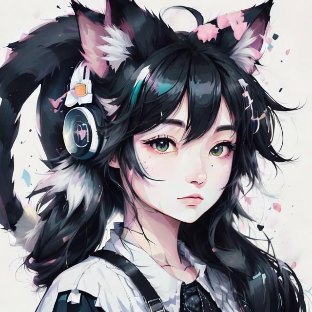 The girl with skunk ears and tail pink typically possesses a humanoid ...