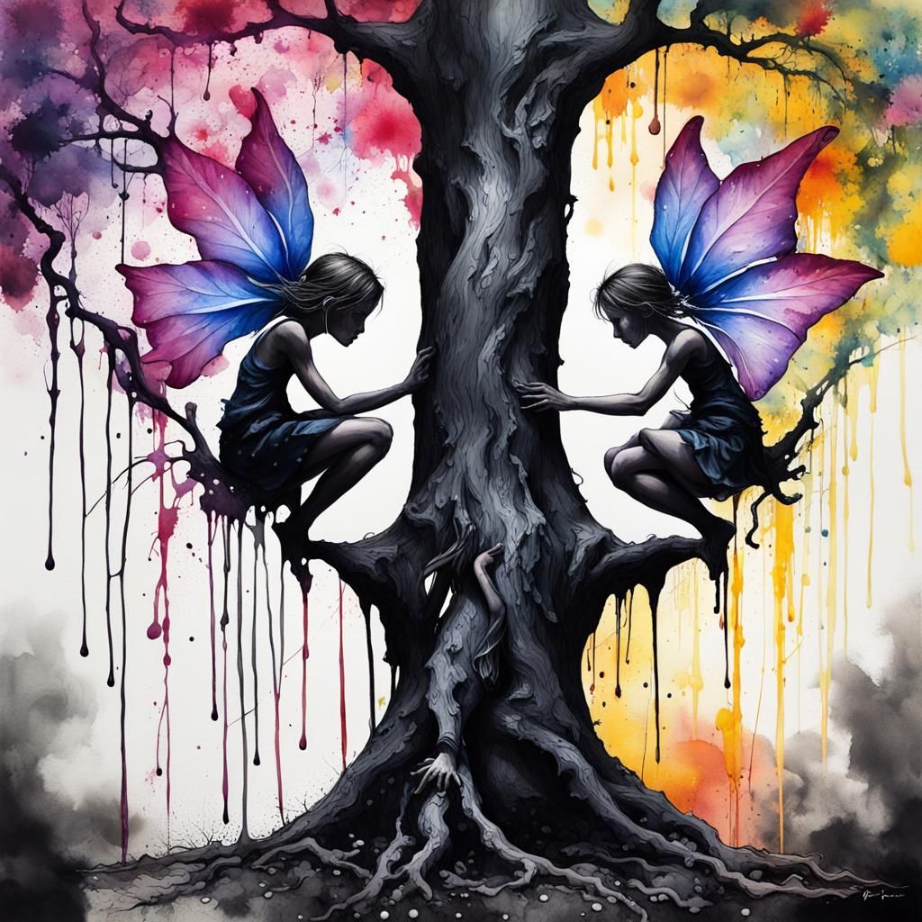 Ink Splatter Fairies - AI Generated Artwork - NightCafe Creator