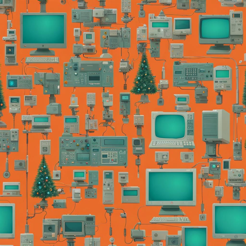 Computer Christmas Wrapping Paper - AI Generated Artwork - NightCafe ...