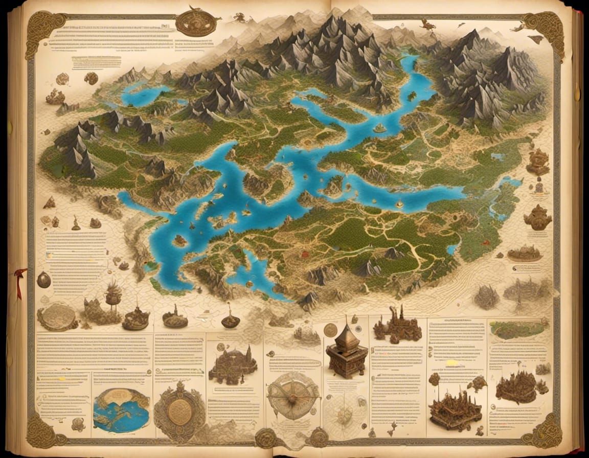 (Beautiful Here There Be Dragons Map:1.5) (Ancient Weather Worn Papyrus ...