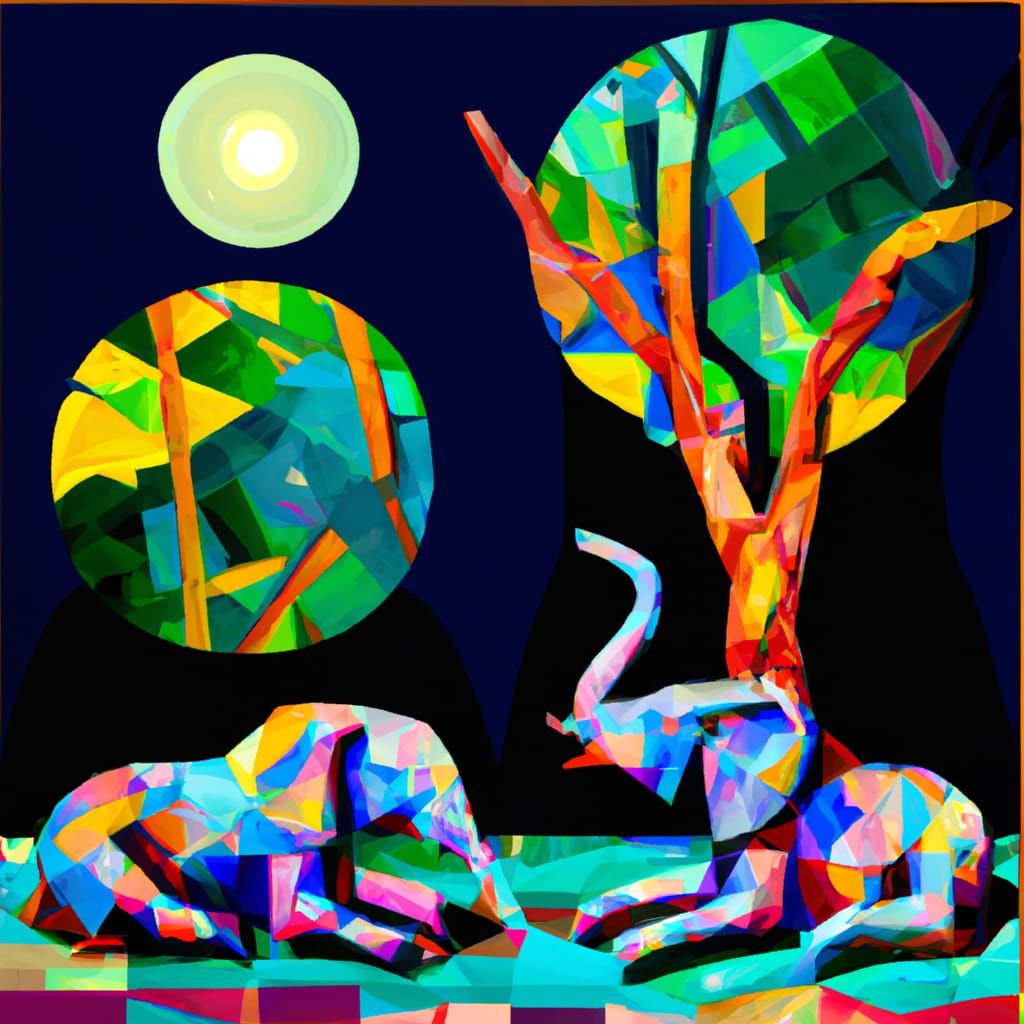 Cubist Many Moons - AI Generated Artwork - NightCafe Creator