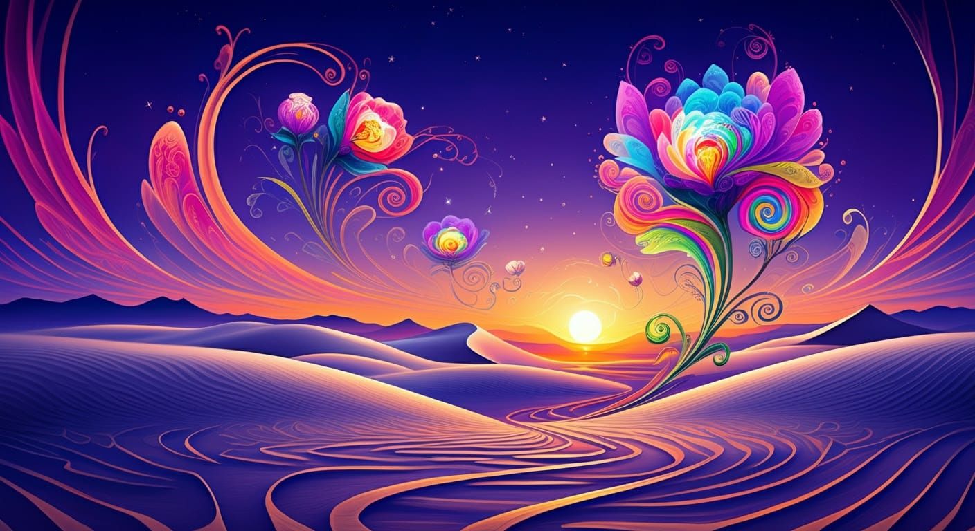 Gloaming in Sisu art style - Surreal Dunescape at Sunset in ...