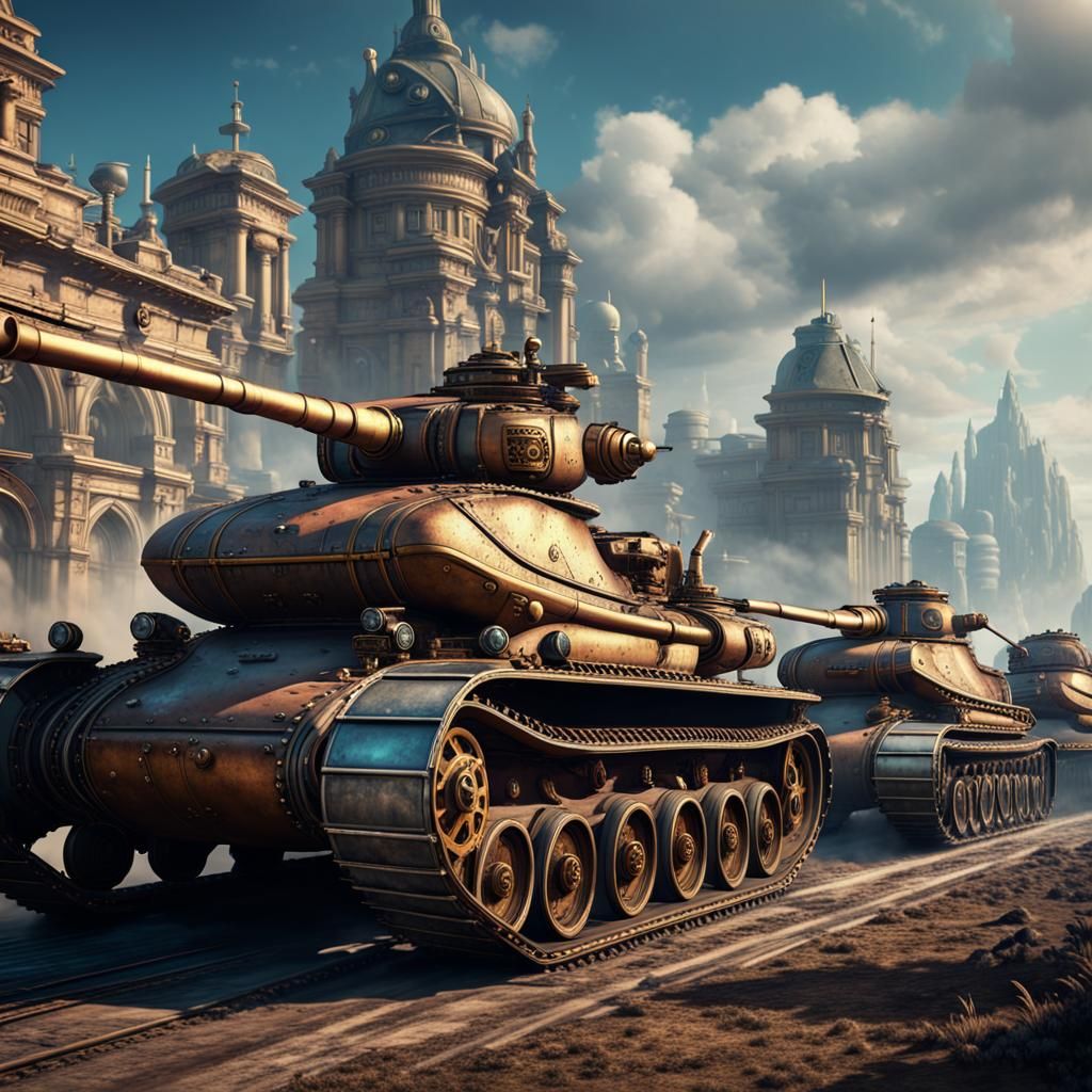 Steampunk Tank series - AI Generated Artwork - NightCafe Creator