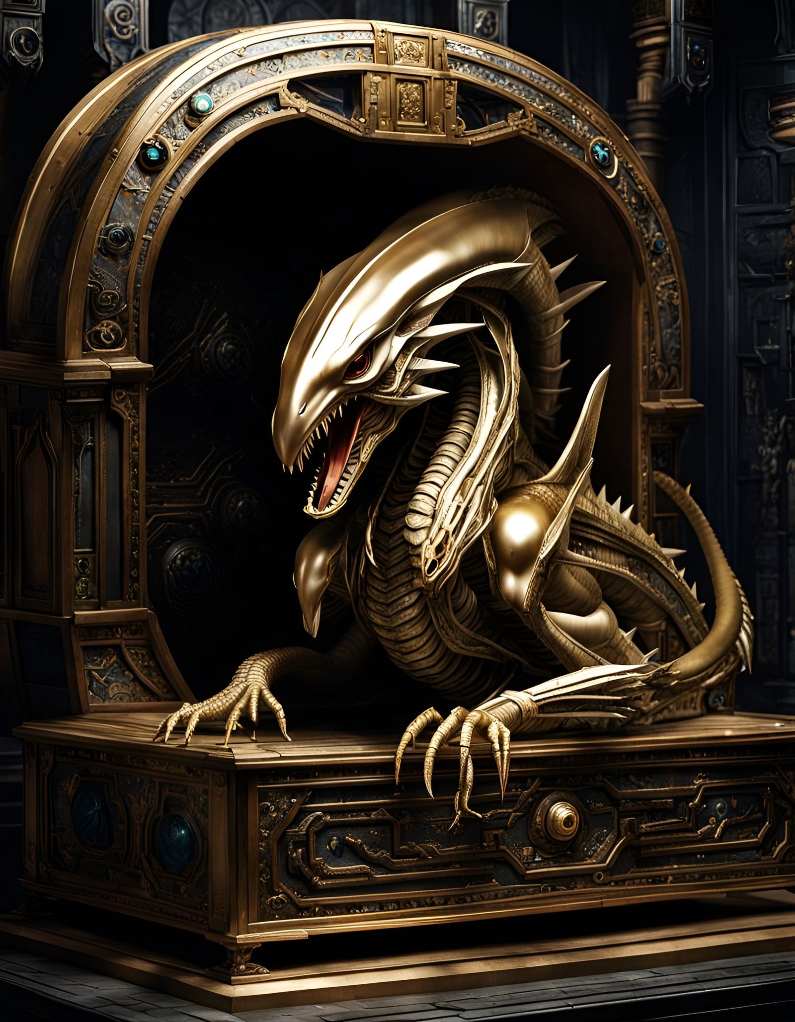 Golden Alien Dragon - AI Generated Artwork - NightCafe Creator