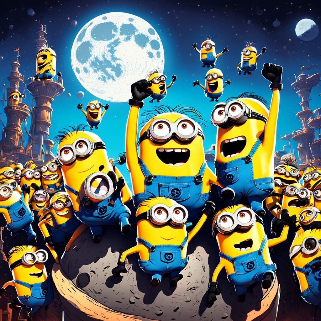 Jubilant Minions Cheer Gru as He Reveals Plan to S... - AI Art