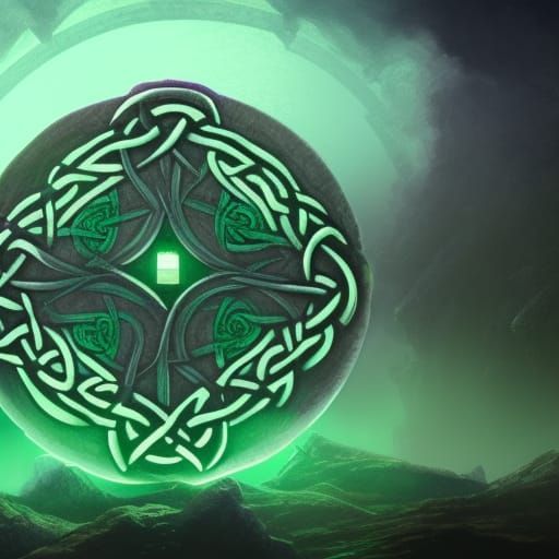 Nordic Green Glowing Celtic Knot moon - AI Generated Artwork ...