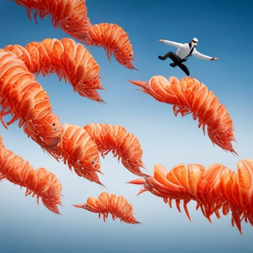 Shrimp man skydiving - AI Generated Artwork - NightCafe Creator